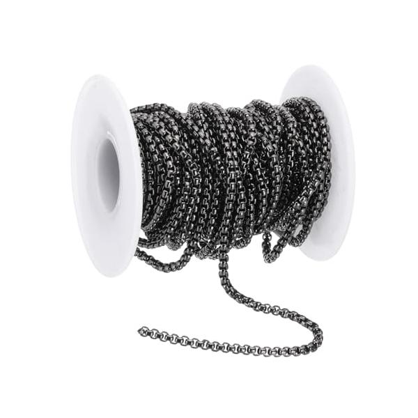 仕様：素材：鉄；カラー： ブ ラッ ク；各ロールチェーン 長さ：5m/16.4ft；チェーン幅：3 mm/0.12インチ；チェーンリング直径：1.5mm/0.06インチ；パッキングリスト：ボックスチェーンロール1ロール こ チェーンは耐久性...