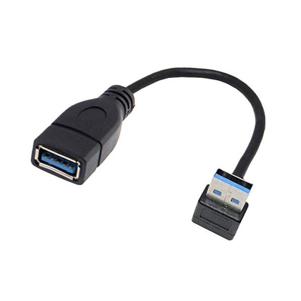USB 3.0 タイプAオスからUSB 3.0 タイプAメス延長ケーブル 20cm 5Gbps90度の角度付きコネクタ。USB 3.0ホストとデバイスと併用すると最大5Gbpsのスループットを提供します。驚異的な10倍のUSB 2.0 48...