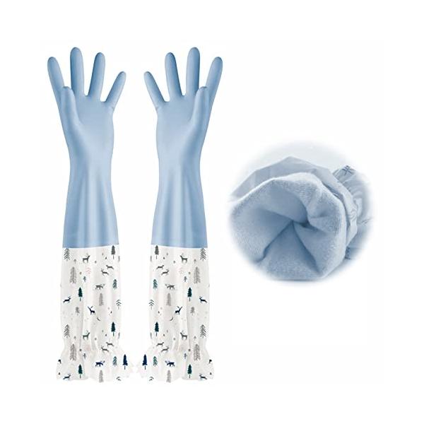 素材：PVC、合成繊維大きさ：幅8.6*9.5ｃｍ　長さ：50ｃｍキッチン、お風呂掃除、トイレ掃除など用途に分けてご利用できます?水仕事の辛い季節、手荒れから守ってくれます 肘までのロングタイプで、ゴムが入っているのでズレにくく、作業性抜群...