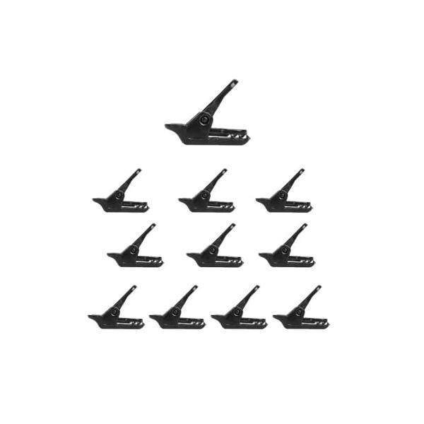 製品規格 ：製品サイズは約1.3*3.5*1 cm、製品重量は約20 g、ブラック10点セット。 固定力が強い ：特殊設計で、口部は鋸歯状で、固定力が強く、強風の中でもしっかりとその場に固定でき、滑りを防止し、緩みにくい。 持ち運びに便利 ...