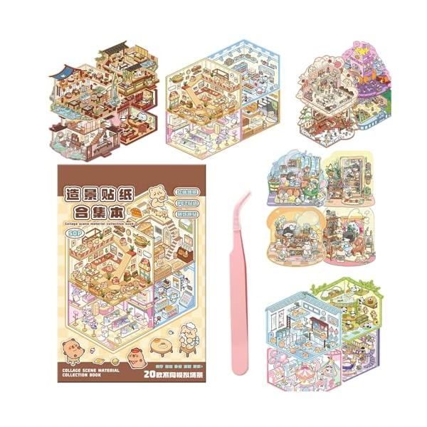 * パッケージ内容 様々なテーマの3Dランドスケープステッカー20枚とピンセット1つが付属します。かわいらしい絵柄やストーリー満載の風景を自由に楽しめる、心癒されるアイテムです。デコレーション、ハンドメイド、子供のおもちゃとして幅広く活用で...