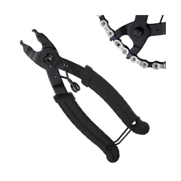 サイズ 長16.5cm、 重量 約135g。 チェーンの取り外しや取り付けが容易 2 in 1ミッシングリンク専用工具は、ミッシングリンクの取り外しや取り付けに特化しており、チェーンを簡単に取り外したり装着したりするための便利な両用ペンチで...