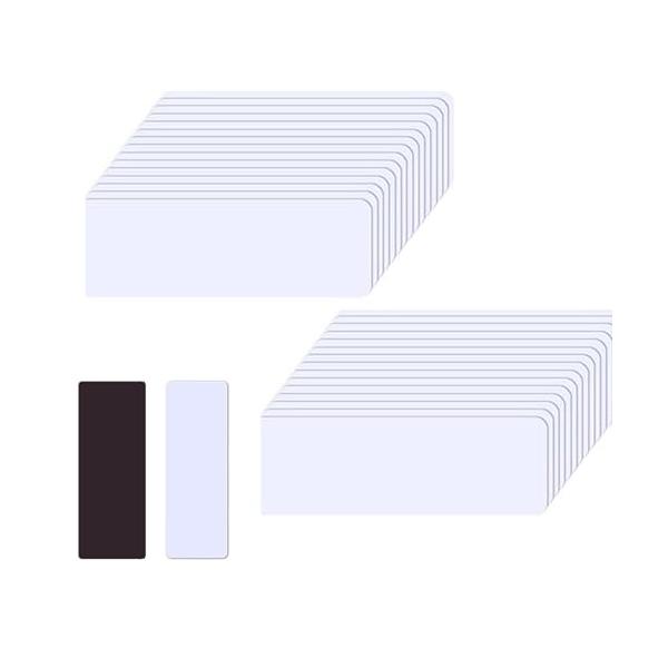 製品仕様 マグネットシート30枚 ホワイト 、サイズ：8 x 3 cm。1枚あたり1mm厚。 簡単な操作 マグネットラベル 自由に移動できる。マグネットシートは冷蔵庫や、スチール製の家具、黒板 、鉄製扉などに簡単に貼る事ができます。 繰り返...