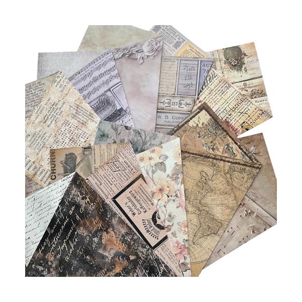 アンティーク調のニュースペーパー、花柄、英文柄のデザインペーパー文房具・オフィス用品:ラッピング材