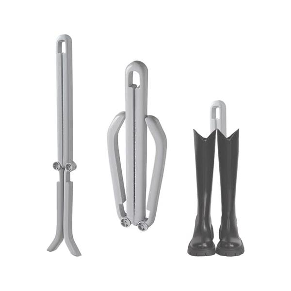 製品仕様 グレー、2個セット、サイズ：46*3*8 cm、折りたたみ後サイズ：28*9.5 cm。  簡単操作 ブーツを簡単に差し込むだけで、安全で信頼性があり、ブーツの表面を傷つけることはありません。  折りたたみ可能 折りたたみ可能なデ...