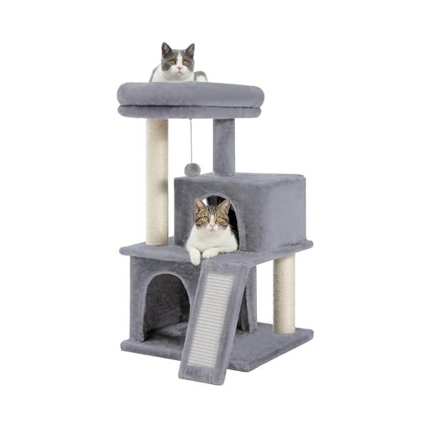 色：グレーサイズ：M 商品サイズ 48長さ x 45幅 x 86高さcm、重量8.6kg。 コンパクトで省スペース 突き出る部分がなく、スペースを取らない  部品単独購入可能 天然サイザル麻紐爪研ぎポール、丈夫で長持ち 爪とぎポール以外、お...