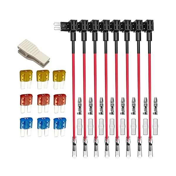 パッケージに含まれるもの：8個のMicro 2ヒューズホルダー、1個ヒューズプラー 、9個のマイクロ2ヒューズ 5A / 10A / 15A、各アンプ3個 。該当するヒューズ：Micro 2ブレードヒューズで、各スロットに最大15AMPまで...