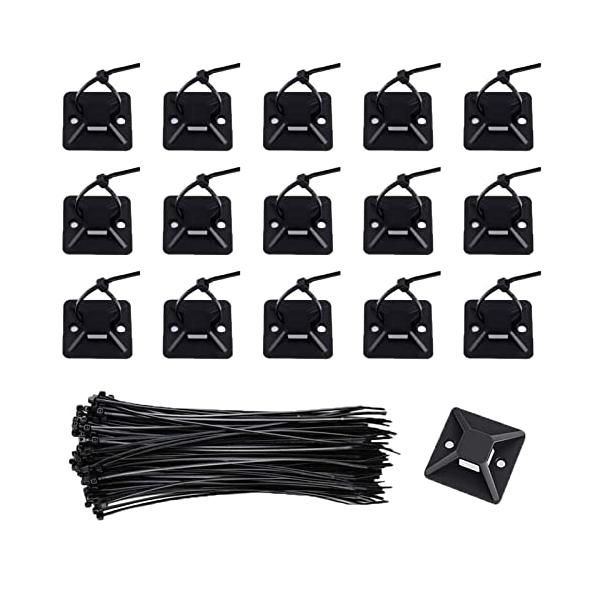 セット パッケージ内容：2.86 cm x 2.79 cmのマウントベース＊50個、3.6 x 200 mmナイロン製パンドウイット＊50本　色：ブラック。結束バンドとマウントベースを組み合わせて使用すれば、簡単にコードをきれいに整理できま...