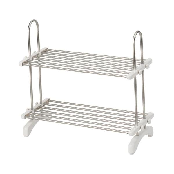 サイズ:45*50*22cm本体重量:1.200kg[材質]支柱:ステンレス/伸縮棚:ステンレス・ABS樹脂(耐熱温度80度)/棚留めネジ:鉄・ABS樹脂(耐熱温度80度)/アジャスター:鉄・ABS樹脂(耐熱温度80度)/底脚:ABS樹脂(...