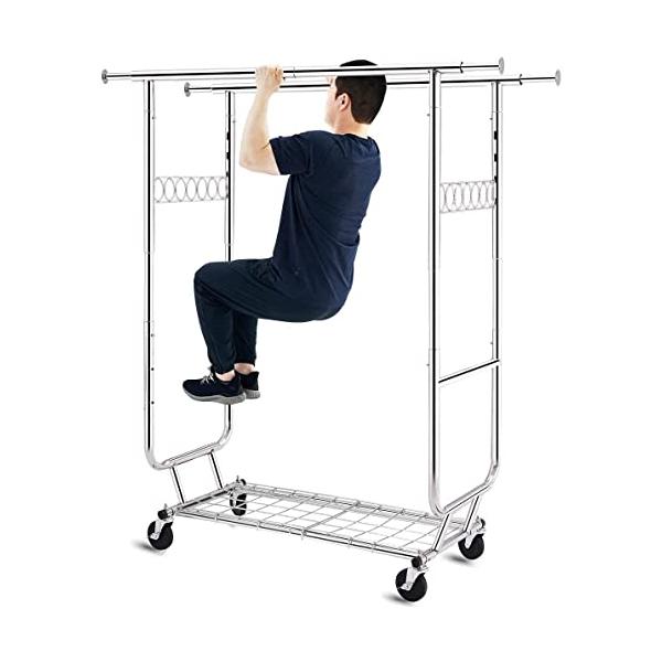 * 耐荷重275KG *自立型物干しラックは、水、錆、腐食、引っかき傷からの保護を強化するために、耐久性がある高品質の金属で作られています。275kgまで収納できます。靴と荷物の保管用の下部棚は90kgです。余分な衣類をすでに保管できます。...