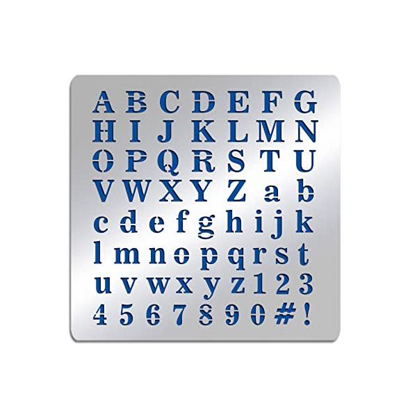 仕様：15.6x15.6cm、1枚入り；パターン：アルファベット、数字、記号；丁度いいサイズで多いところに使えます。素材：ステンレス制、軽量で持ち運びに便利、耐久性、洗える、再使用可能。使いやすい：流暢なラインを持って、清潔で鮮明なイメージ...
