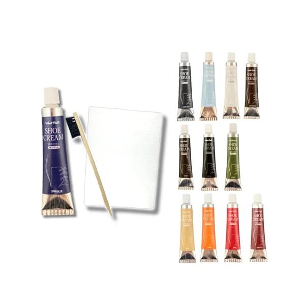 使い切れる丁度いい容量１５ml 高品質なのにリーズナブル　日本製 セット内容；靴クリーム、ブラシ、テレンプ 乳化性靴クリーム　全１２色 成分：ろう・油脂・有機溶剤ファッション/ケア用品・工具・時計バンド/シューケア・シューアクセサリー/キット