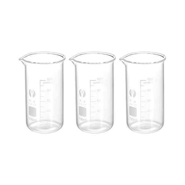 仕様：容量：100ml; 最小スケール値：10ml; 素材：ホウケイ酸ガラス; 最大温度：400*; 全体サイズ：46 x 93 mm; パッケージコンテンツ：3 x ガラスビーカー利点：ホウケイ酸ガラス材料は、耐熱性と耐食性、耐久性に優れ...