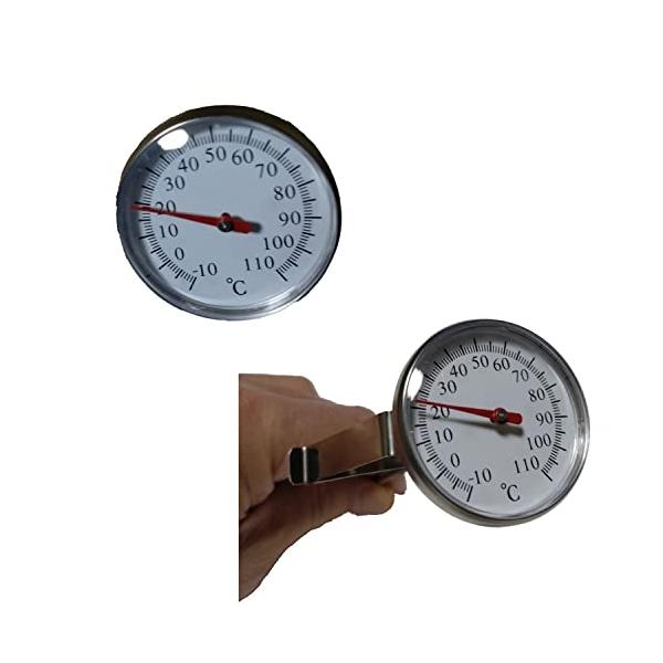 手で持つ必要なし、鍋の縁にかけたまま測定できますステンレス製で衛生的、耐久性があり、100均の製品と違って すぐ壊れず、電池切れの心配なし先端センサー部は尖っていて肉に刺して中心内部温度も測れます。鍋用温度計、-10**110*、センサー部...