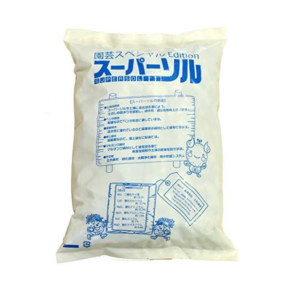 サイズ：小粒成分：二酸化ケイ素、酸化カルシウム、酸化ナトリウム他１粒あたり４*１５ｍｍスーパーソルは、排水性にも優れているので根腐れしにくくなります。植物を植える土の１０*１５％を目安に混ぜてください。例：１４Ｌのプランターの場合、土１２Ｌ...