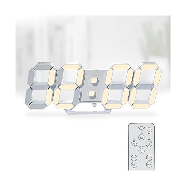 置き時計・掛け時計として使える 置き・掛け両用デジタル時計。お部屋、居間、台所、事務所、会議室等の場所で使えます。置き時計として卓上を彩りまた場所とらない壁掛け時計として室内をコーディネートします。 3 D LED電球色デジタル時計 スタイ...