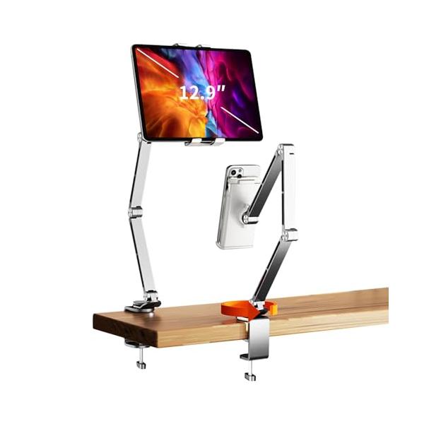 使用が安定 固定できるクランプが付いており、ネジを簡単に回転させてクランプを固定できます。スタンドはアルミニウム合金を採用しており、普通のスタンドより耐荷重がもっと強く、またクランプの滑り止めが付いており、使用が安定です。 多方向使用 スタ...