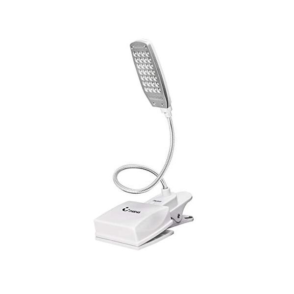 デスクライトクリップ ライト iHaHa LED 360度回転 卓上スタンド 応急ライト乾電池式 スタンド 照明 usb充電 三段階調光 28灯搭載 PC作業・仕事・寝室・卓上・読書・譜面ライト 白光(ホワイト) UL008-WHホーム＆キ...