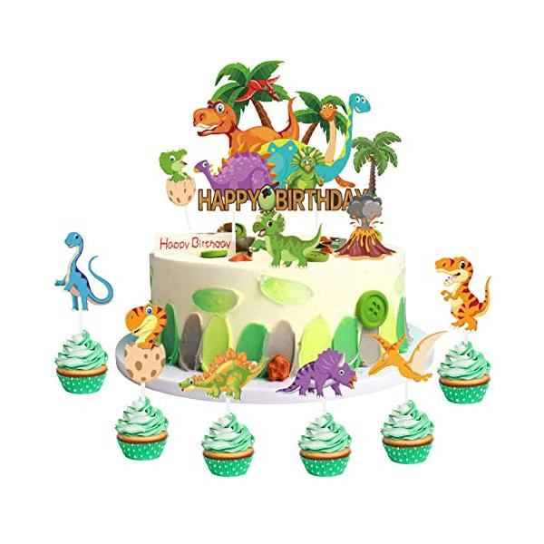 恐竜大好きな子にぴったりのケーキトッパーです。お子様の趣味に合わせて選べるケーキトッパーを、パーティーに欠かせないケーキに可愛くデコレーションしてくれます 子どもが好きな恐竜のケーキトッパーを簡単に挿すだけで、あっという間に恐竜ケーキが完成...