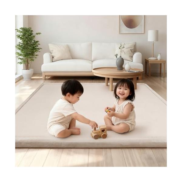 極厚3.5cmで赤ちゃん専用のプレイマット  極厚35mmの低反発素材を採用したほふくマットです。赤ちゃんのデリケートな体を守る高い衝撃吸収性で、寝返りやはいはいの練習をしっかりサポート。厚みがしっかりある珊瑚繊維の表面が、床の冷たさや硬さ...