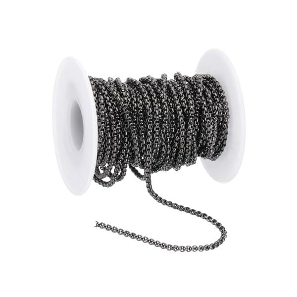 仕様：素材：鉄；カラー： ブ ラッ ク；各ロールチェーン長さ：5m/16.4ft；チェーン幅：2.5mm/0.1インチ；チェーンリング直径：1.5mm/0.06インチ；パッキングリスト：1ロール*ボックスチェーンロール こ チェーンは耐久性...