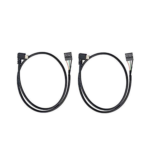 Micro USB 5 ピンマザーボードケーブル の長さ:50cm.L字型Micro USB パネルマウント型変換ケーブル: Micro USBオスから5ピンデュポンメス。高速マイクロUSB延長リード。Micro USBデュポンアダプター:...