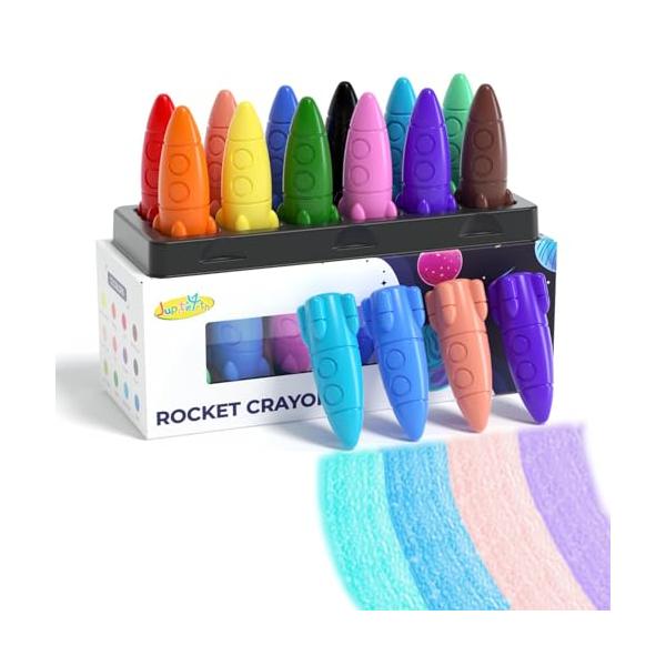 無毒クレヨン ：ロケットクレヨンは無毒の材料で作られており、幼児が安全に使用できるクレヨンです。 折れないクレヨン ：特別な材料設計により、クレヨンが折れにくくなっています。幼児は自然に遊びたがるため、簡単に折れることが幼児に影響を与えない...
