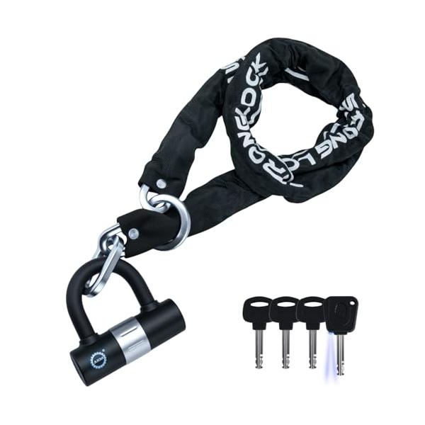 色：10mmスクエア（四角）サイズ：1.6m*超極太＆超極厚*　長さ：160cm チェーン直径：スクエア10mm 重量:約3.82KG U字ロック付き　鍵4本付き。(一本LDE付き)セキュリティ面を追い求めて更に太い超極太チェーンを採用する...