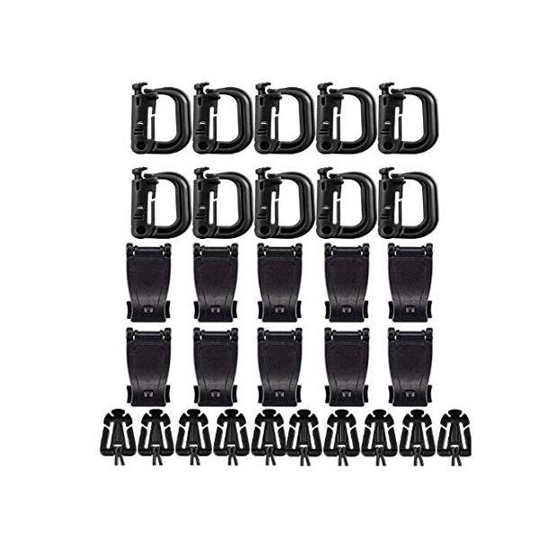 *三種類各10個セットでコスパ抜群 パッケージ内容：ウェブドミネーター*10*モール対応グリムロック*10*ウェビングクリップ *10　三種類MOLLEシステムパーツ各10個 経済的(30個セット)*便利なウェブドミネーター 2.5*幅のス...