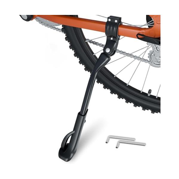 安定したサポート NICEDACK自転車キックスタンドは高品質のアルミニウム合金とステンレス鋼のネジで作られており、耐久性があり、バイクをしっかりとサポートできます。 ロード バイク キックスタンド の改良された全体構造は、科学的な応力点、...
