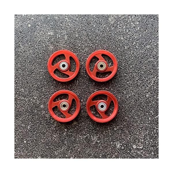 ミニ四駆 19mm ３スポークオールベアリングローラー x4 (レッド)おもちゃ/乗り物/ミニ四駆・スロットカー/ミニ四駆・スロットカー本体パーツ