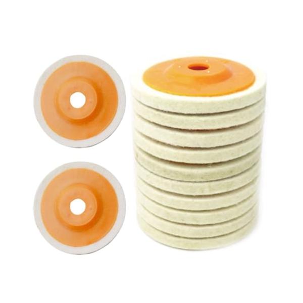 商品内容：ディスクグラインダー用 ウールバフ 10個セットサイズ：直径98mm 取付穴径約15mm 厚み8mm素材：羊毛 製品により羊毛の色が異なる場合がございます 、プラスチック15mmの穴径のグラインダーに取り付けて使用できる研磨用の羊...
