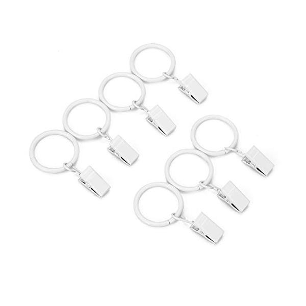 適用レバーサイズ  カーテンリング25mmは直径10-20mm間の標準つっぱり棒に適用。開け閉め時、カーテンはスムーズにロッドで、滑りやすいです。 高品質 リングとクリップの素材：スチール(高湿度な浴室にしても、錆にくくて長期的に光沢を保つ...