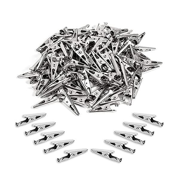 セットの内容 ワニ口クリップ*50個セット；カラー：シルバー；サイズ：長さ約35mm；材質：鉄、メッキ加工 高品質 ニッケルメッキされたクロコダイルクリップは表面が滑らかで、錆や腐食に強く、堅牢性と耐久性に優れています 高い電気伝導性 ワニ...