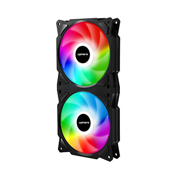 二連PCファン 2連型一体式フレーム構造にある独特の設計により、 高品質部材の採用、2連フレーム連結には隙間がないので、非常に効率的な換気を実現、ケースの温度を10*15*急速に下げることができます。配線はスッキリ、連結式ケーブル設計のPC...