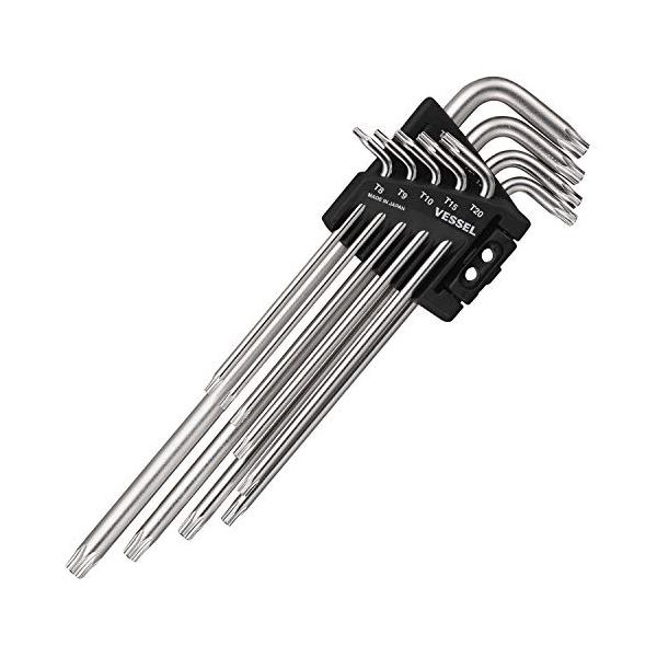 セット内容:T8H、T9H、T10H、T15H、T20H、T25H、T27H、T30H、T40H 各1本 ホルダー付 日本製オリジナル鋼材"EX剛金"(全身焼入れ)いじり止め付きトルクスネジにも対応自動車、オートバイ、通信機器、パソコンのい...