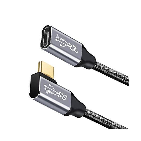 USB-C延長ケーブル/L字設計 Type C延長ケーブルは、ノートパソコンのUSB-Cポートを拡張し、外付けSSDや4Kモニター、ドッキングステーションなどの機器接続を可能にします。L字型プラグは障害物を避け、使いやすさとコードの保護を両...