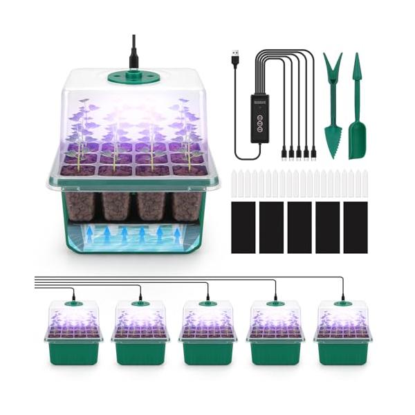 自動散水設計 播種用の新しい設計。自動散水機能があり、容器に純水を入れ、黒い吸収性布に水を吸収させてから種子に水をやることができ、植物に水をやる必要はありません。毎日  時間も節約でき、植え付けも楽になります。 植物育成ライト付き 当社の育...