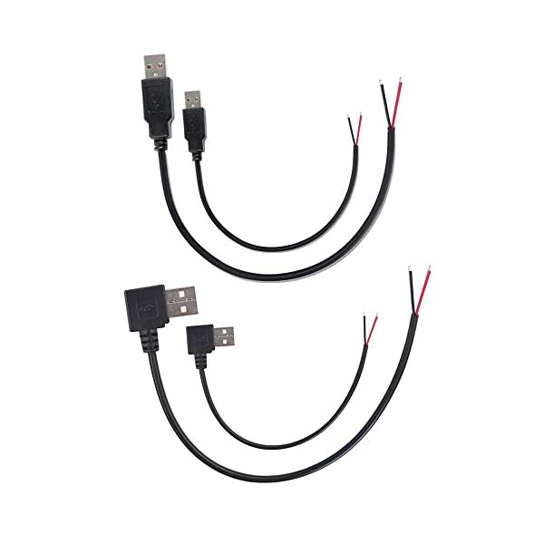 パッケージには0.3M/1フィートのUSB2.0 2ワイヤーピグテールケーブル4本が含まれます。ストレートオスプラグ2個と90度直角オスプラグ2個が含まれ、より多くの用途に対応します。ワイヤーゲージ：22AWG、2芯オープンエンド裸線用途 ...