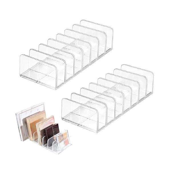 高品質材料 アイシャドウスタンドは高品質アクリル材料で作られ，丈夫で耐久性があり、透明で美しく、清潔でありやすく、長期使用に適している。アイシャドウスタンド 7間仕切りレイアウト 化粧品収納スタンドにはそれぞれ7つの独立した仕切りがあり，開...