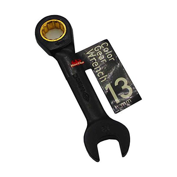 表面はカラー鏡面仕上げで美しくサイズで色分けができ便利サイズ:13mm(ブラック)ギア数:72山ショートタイプDIY・工具・ガーデン/作業工具/駆動工具/スパナ/片口スパナ(コンビネーションレンチ)