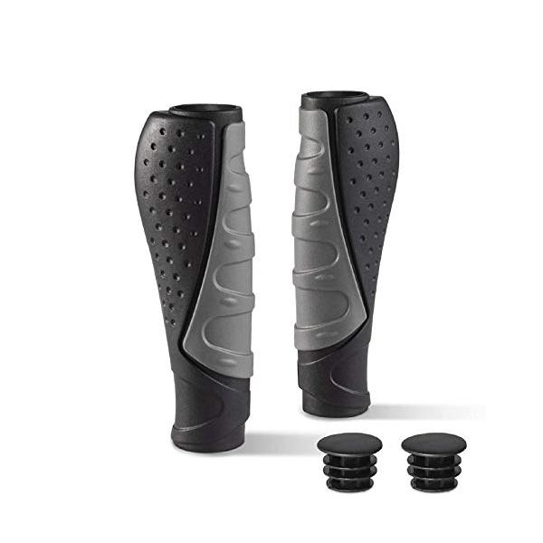 人間工学：人間工学に基づいたマウンテンバイクハンドルバーグリップは、手のサポート面を増やし、長時間の旅行で手、手首、肘からの圧力を和らげます。クラシックなデザイン：ハンドルグリップの色はブラック*グレーで、各ハンドル用に2個で1式です。クラ...