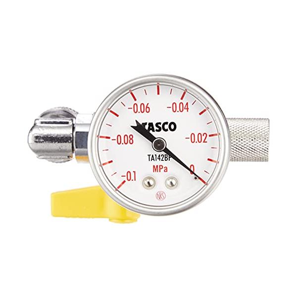 真空計:0*-0.1Mpa(0*-760mmHg)、40φボディ:5/16フレアメス(ポンプ側)、5/16フレアオス(ポート側)、気密用バルブ付アダプタ:5/16フレアメス*1/4フレアオスTA150XAシリーズ用ボールバルブは気密保持用に...