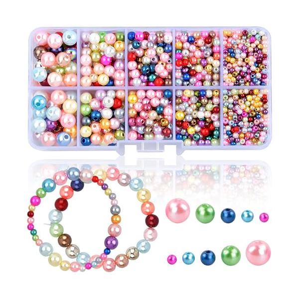 セット内容：ABSストレートホールラウンド模造真珠1760pcsについての1箱(約: 3mm-1000pcs、4mm-400pcs、5mm-200pcs、6mm-120pcs、8mm-40pcs)；サイズ：3/4/5/6/8mm;重量：約8...