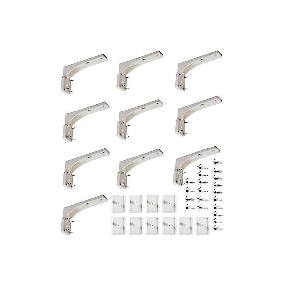 サイズ：約8x4.8x1.5cm。このうち肘を支える長さは8センチ。高品質：この棚受け金具は、耐久性のあるABSプラスチックと金属材料で作られています。耐荷重：1つのL字型ブラケットで最大5KGの荷重を受けることができます。幅15センチの板...