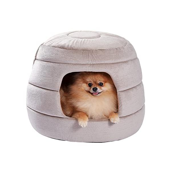 サイズ 48*48*36cm 2WAYの仕様--ペットハウス&amp;ペットベッド もぐりこむ猫の習性で、ドーム型のようなペットハウスをしました。また、ペットベッドとして、付属のふわふわなクッションを入れて、遊ぶ同時に楽しく寝ることができま...