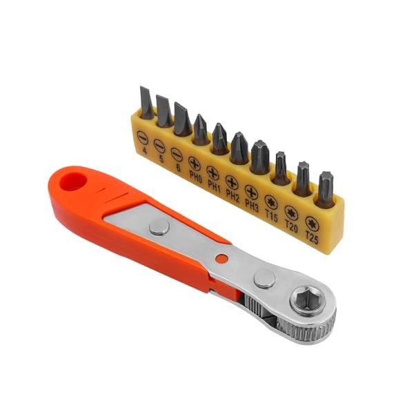 ラチェットドライバーサイズ：111 x 22 x 14mm、ドライブヘッド6.35mm 1/4インチ 。素材：この極薄ラチェッドライバーはクロムバナジウム鋼製で、耐久性のために全体的に熱処理が施されている。特徴：超コンパクトサイズの極薄ラチ...