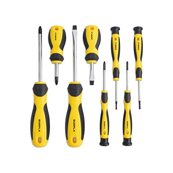 サイズ：プラス:PH0*50mm,PH1*50mm、PH2x38mm PH2x100mm マイナス:2x50ｍｍ,2.5x50mm,6x38mm,6x100mm材質:クロムバナジウム鋼の刃 先端がマグネットが付き特徴:ドライバーの樹脂柄は人...