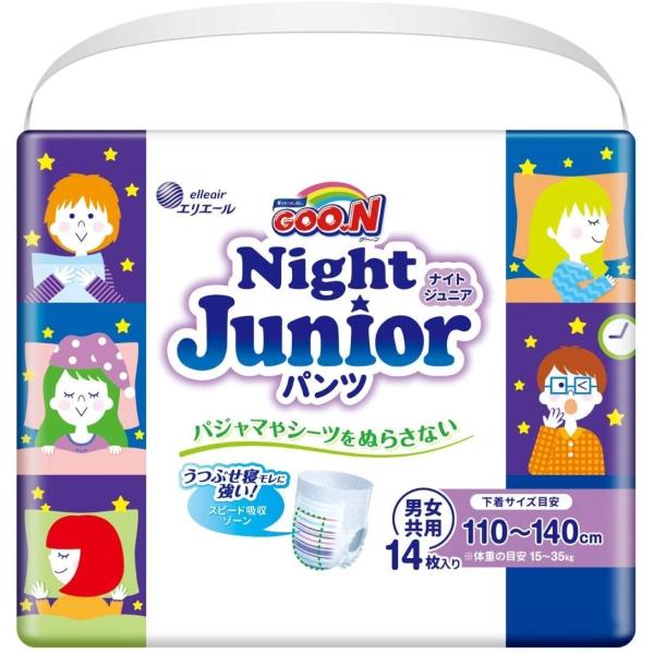 ●おむつ前側にすばやく吸収・拡散するシートを採用●「U（ユー）」カーブフィットギャザーで寝返り時でも足回りにギャザーがしっかりフィット●おしっこが多い日でも一晩中安心の吸収力●小学生以上のお子様でも抵抗感のないデザインを採用●全面通気性バッ...