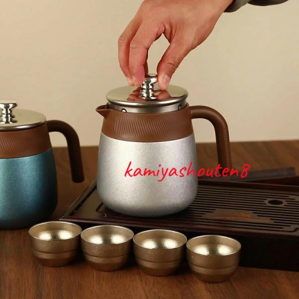 真空断熱 ステンレス ティーポット 茶こし付き 割れない 急須 お茶ポット お茶漬けポット 紅茶ポット 保温 ステンレスフィルター チタンコーティング 700ml 演出小物 割烹 料亭 和食 出汁ポット ひつまぶし 蕎麦湯 アウトドア プレ...